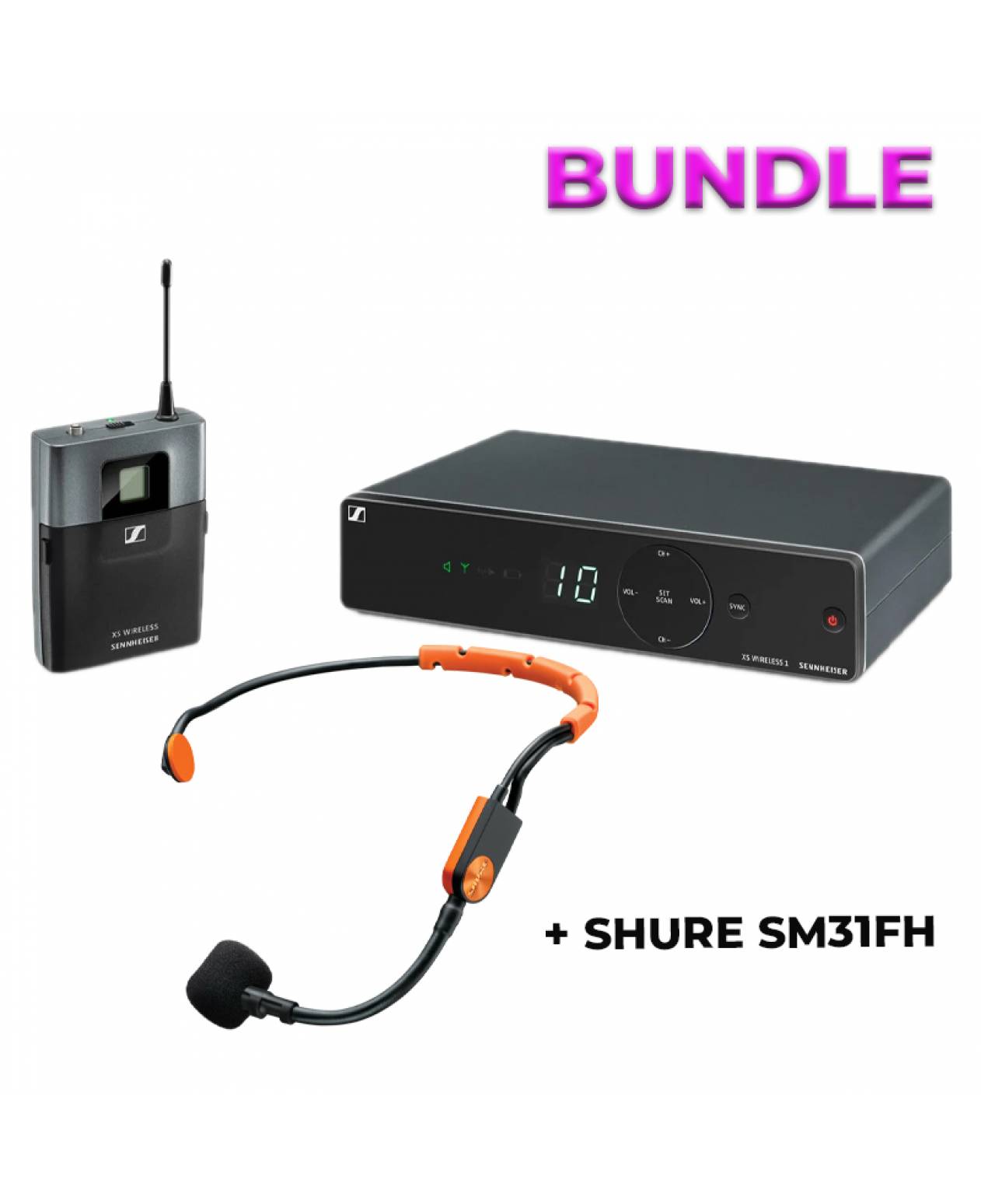 Sennheiser XSW1 Wireless Bodypack System + Shure SM31FH-TQG Fitness ...